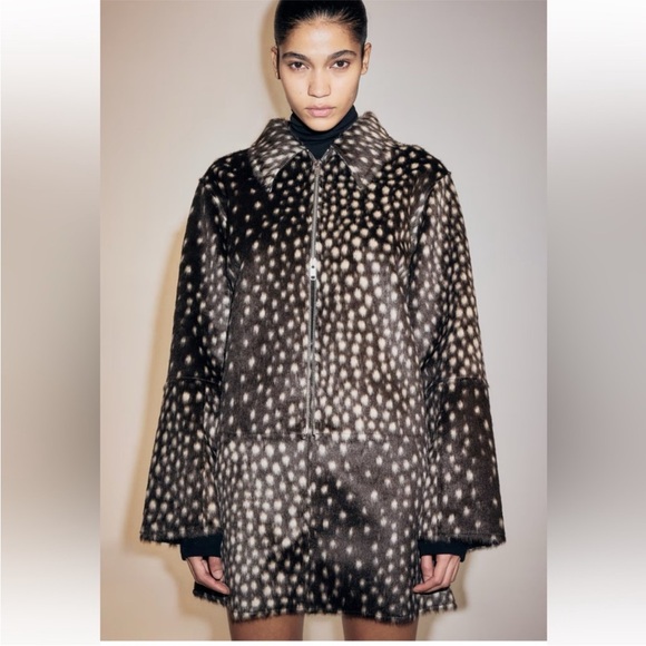 H&M | Jackets & Coats | Hm Pony Hair Deer Bambi Print Brown And White ...